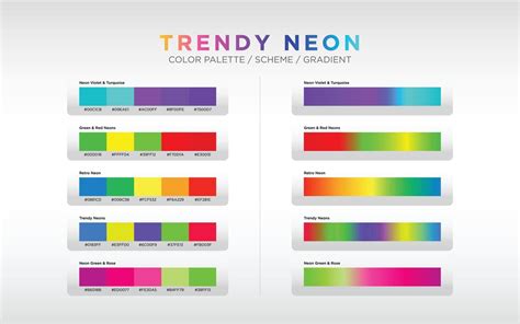 Neon Color Palettes Color Schemes And Color Gradients Set Of