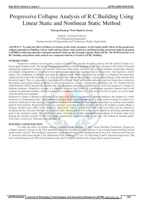 Pdf Progressive Collapse Analysis Of Rcbuilding Using Linear · Progressive Collapse