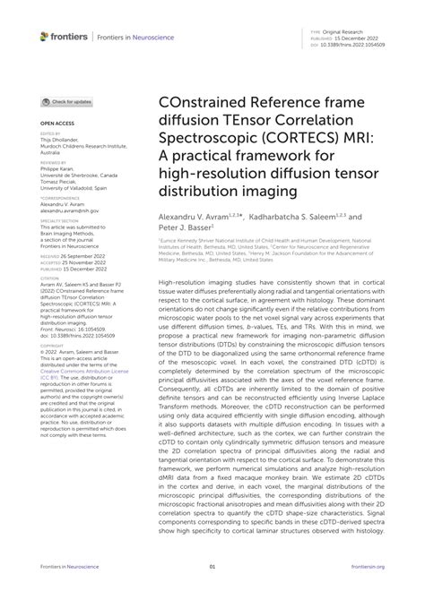 Pdf Constrained Reference Frame Diffusion Tensor Correlation
