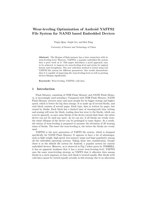 Pdf Wear Leveling Optimization Of Android Yaffs2 File System For Nand
