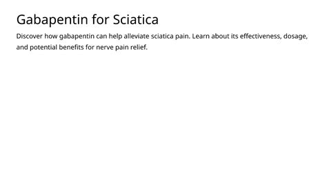 Gabapentin For Sciatica Meds Is
