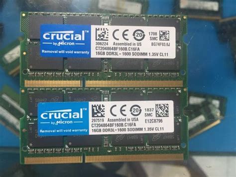 Crucial 2x 16gb 2rx8 Pc3l 12800s Ddr3 1600mhz 1 35v Laptop So Dimm Ram Memory Ebay