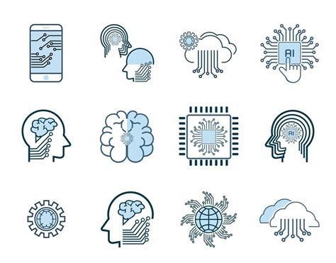Set Of Artificial Intelligence Ai Icons Symbols Vector Design Vector Line Icons Face