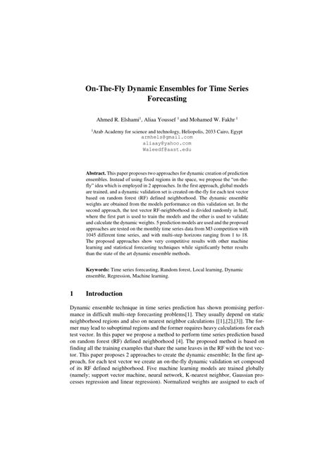 Pdf On The Fly Dynamic Ensembles For Time Series Forecasting