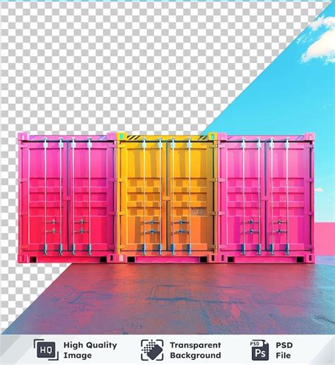 Premium Psd Cargo Container Png Image In The Ocean Under A Blue Sky