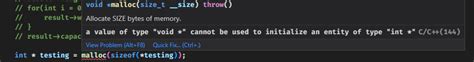 Malloc A Value Of Type Void Cannot Be Used To Initialize An Entity Of Type Int · Issue