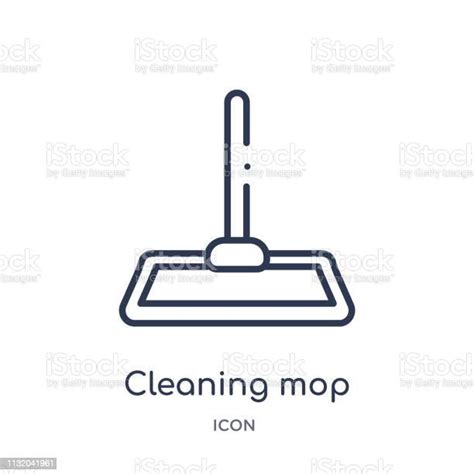 건설 도구 개요 컬렉션에서 선형 청소 걸 레 아이콘 얇은 라인 청소 걸 레 벡터 흰색 배경에 고립입니다 청소 걸 레 최신 삽화 가사 집안일에 대한 스톡 벡터 아트 및 기타