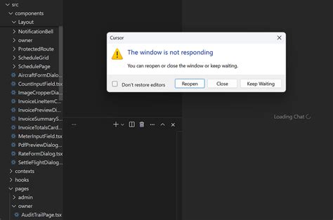 the window is not responding bug reports cursor community forum