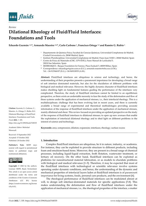 pdf dilational rheology of fluid fluid interfaces foundations and tools