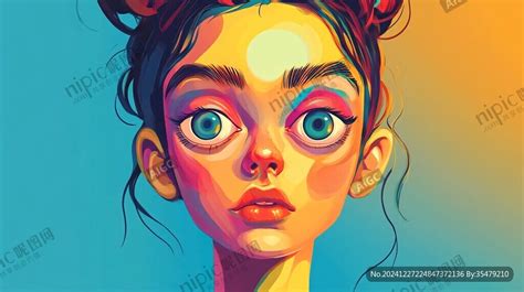 Ai创作图人物情绪插画 夸张插画 夸张人物插画 数字肖像插画 少女海报插画 扭曲人像插画 潮流插画美女人物插画 夸张插画扁平ui人物 写实人物