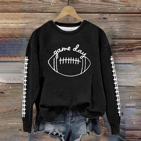 Game Day Sweatshirts For Women Football Graphic Long Sleeve Shirts