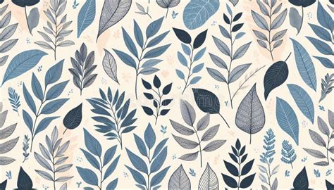 Botanical Leaves Patern Vector Background Stock Illustration