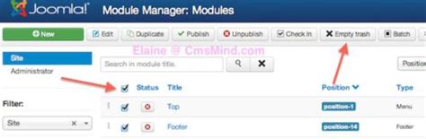 Joomla 30 How To Purge Deleted Modules From Trash Manager