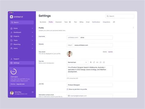 Profile Settings Page — Untitled Ui Max 99 Characters In 2025