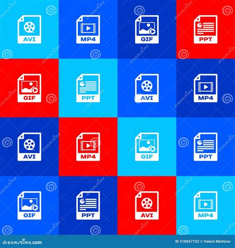 Set Avi File Document Mp4  And Ppt Icon Vector Stock Vector Illustration Of Interface