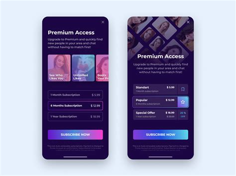 subscription screens dating app by anton volosetsky on dribbble