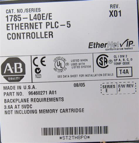 Allen Bradley 1785 L40e E Ethernet Controller 1785l40 1785 L40 New Surplus Sb Industrial