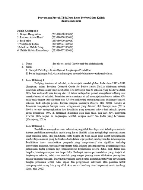Penyusunan Proyek Tbp Team Based Project Mata Kuliah Pdf