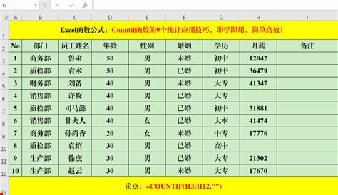 countif函数的9个统计应用技巧，即学即用