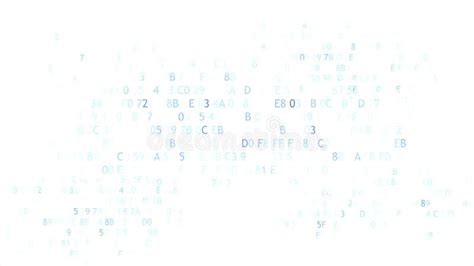 Hexadecimal Code Running Up A Computer Screen On Black Background Blue