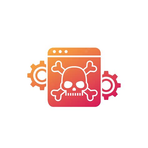 Premium Vector Computer Virus Malware Attack Icon With Skull Vector