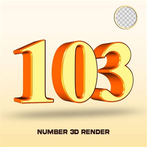 Premium Psd 3d Render Number 103 Light Yellow Orange Color