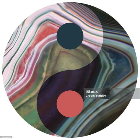 음양 상징의 기하학적 패턴은 동양 스타일의 돌로 만들어집니다 만다라의 추상적 인 그림 장식용 보석으로 만든 음양 상징 마노 그림 이야기에 대한 스톡 벡터 아트 및 기타