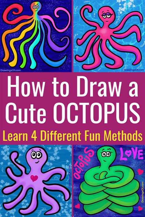 Octopus Drawing Easy Cute Instructions Drawings Of