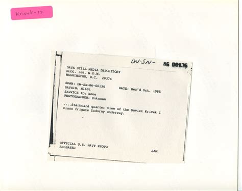 Official U S Navy Photo Of Soviet Krivak I Class Frigate Zadornyy Annapolis Maritime Antiques