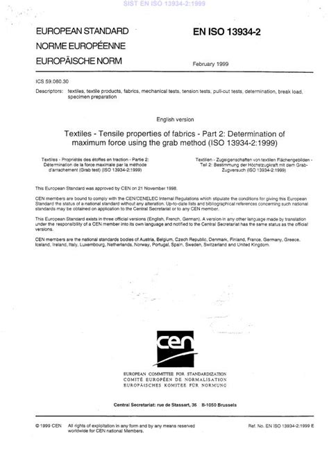En Iso Textiles Tensile Properties Of Fabrics Part