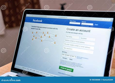Bangkok Thailand August 23 2017 Laptop Showing Screen Facebook