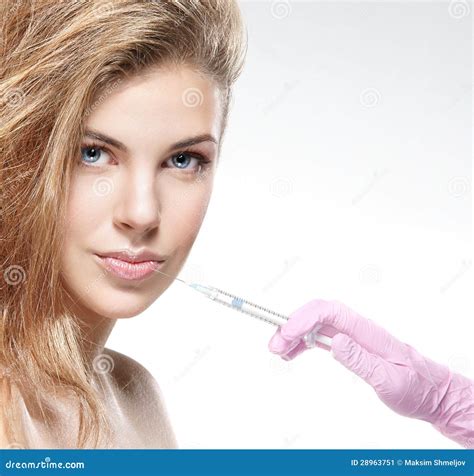Portrait Of A Young Woman On A Botox Injection Procedure Stock Image