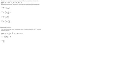 Solved Suppose We Have A Random Sample Of Size N From A Chegg