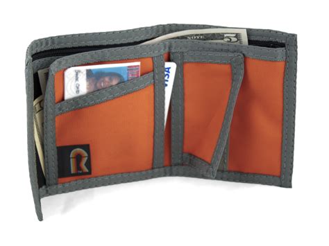Mens Hook And Loop Wallet Bifold Winside Hook And Loop Pocket Bright Orange Wgray Trim