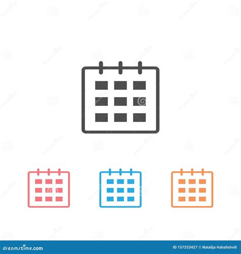Calendar Icon Calendar Isolated Flat Web Mobile Icon Set Sign Symbol Button Element Vector