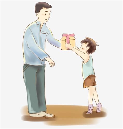 عيد الأب هدية أبي أبي طفل ابن كرتون Png وملف Psd للتحميل مجانا