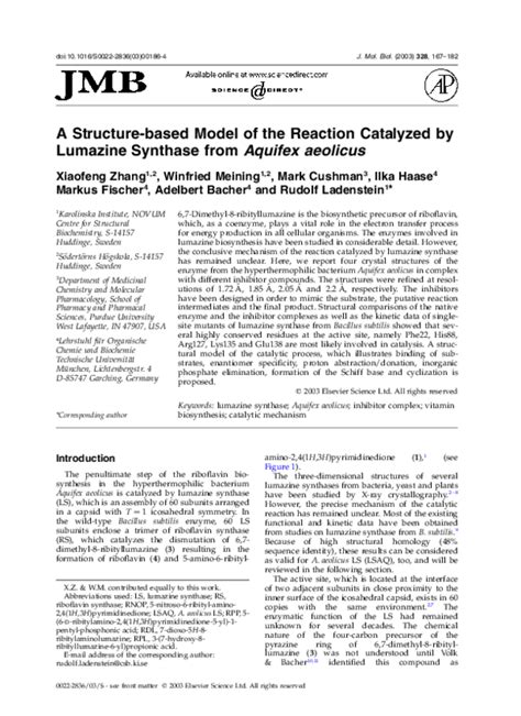 pdf a structure based model of the reaction catalyzed by lumazine