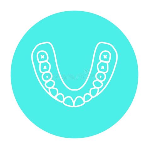 False Teeth Line Icon Dental Prosthetic Stock Vector Illustration Of