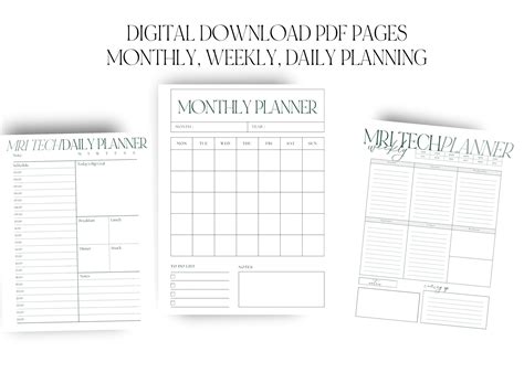 Mri Planner Digital Download Pdf Mri Tech School Program Study Pages