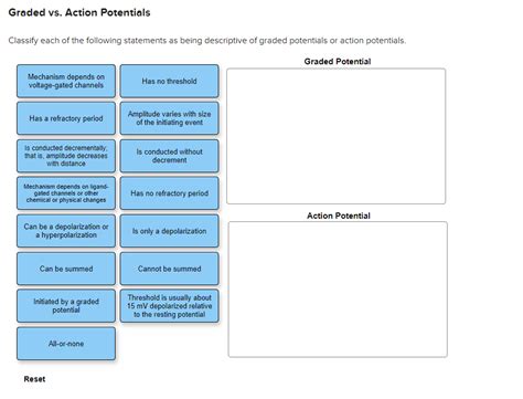 Solved Graded Vs Action Potentials Classify Each Of The