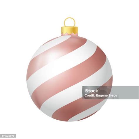 라인이 있는 베이지색 크리스마스 트리 장난감 현실적인 색상 그림 3차원 형태에 대한 스톡 벡터 아트 및 기타 이미지 3차원 형태 구 금색 Istock