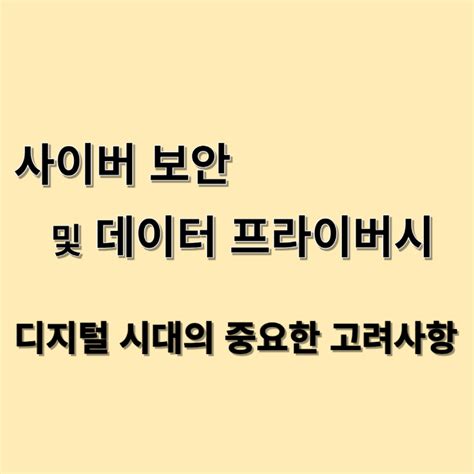 사이버 보안 및 데이터 프라이버시 디지털 시대의 중요한 고려사항 잡다한 It 관심사