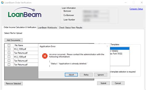 lb error application is already deleted failed to upload error