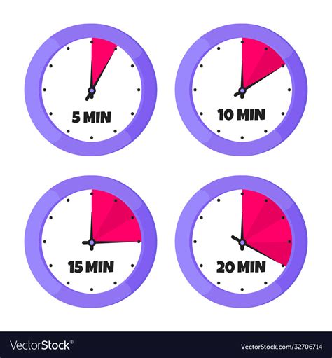 Countdown On Analog Clock Face Flat Style Design Vector Image