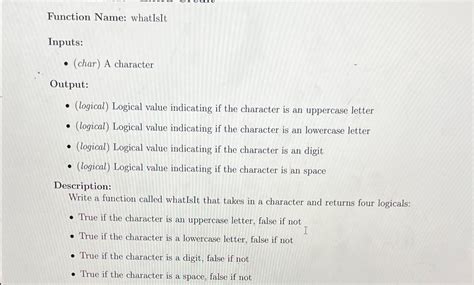 Solved Function Name Whatisitinputschar ﻿a