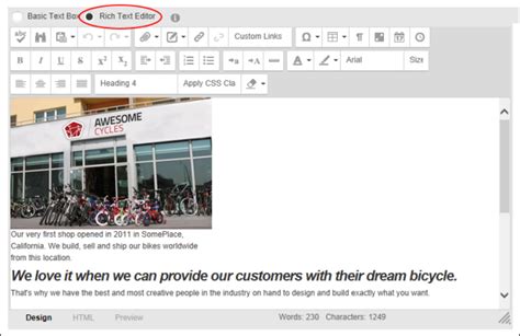 adding rich text