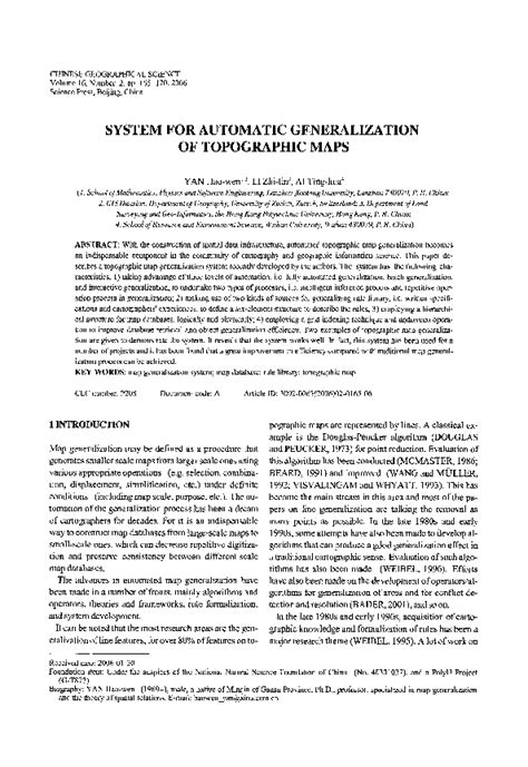 Pdf System For Automatic Generalization Of Topographic Maps
