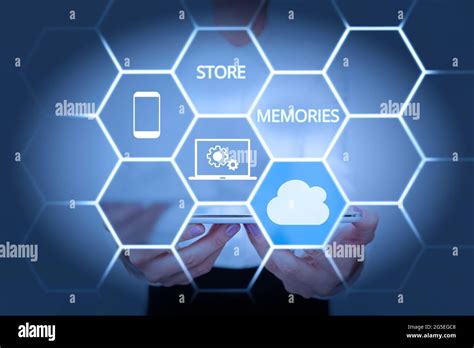 Hand Writing Sign Store Memories Word For A Process Of Inputting And Storing Data Previously