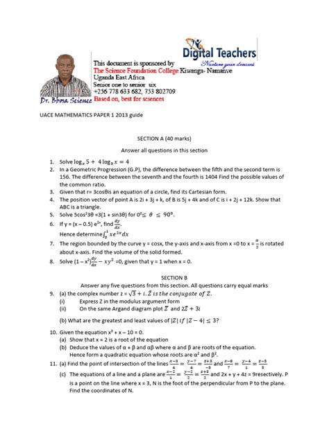 Uace Mathematics Paper 1 2013 Marking Guide Pdf Asymptote Elementary Geometry