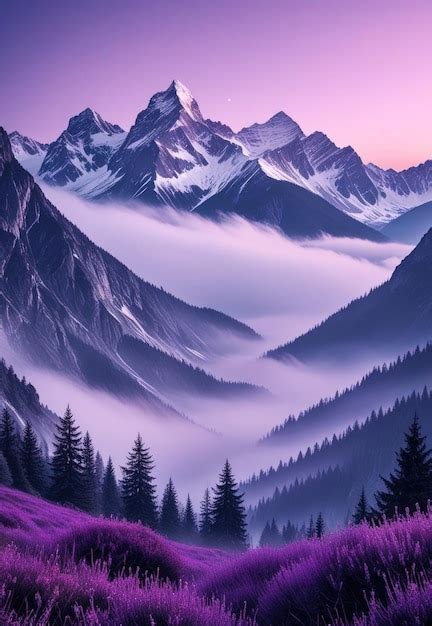 Purple Mist Over Majestic Mountains Images Free Download On Freepik